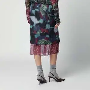 Dries Van Noten Multicolored Silk-blend Print Skirt