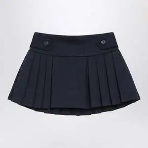 Polo Ralph Lauren Navy Pleated Skirt With Buttons - Blue