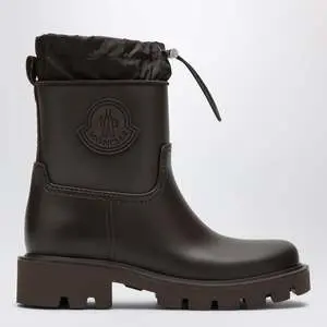 Moncler Kickstream Rain Boots In Pvc And Nylon - Brown