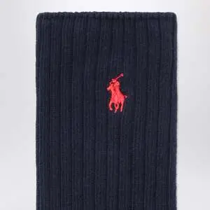 Polo Ralph Lauren Navy/red Cotton-blend Logo Socks