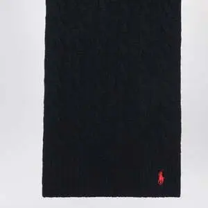 Polo Ralph Lauren Navy Cable-knit Wool And Cashmere Scarf