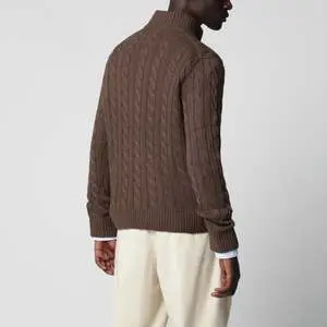 Polo Ralph Lauren Brown Cotton Cable-knit Quarter-zip Sweater - Multicolor