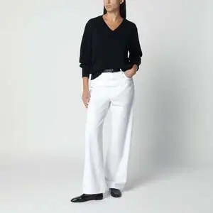RÓHE Navy Wool Sweater With Double V-neck