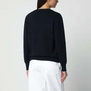 RÓHE Navy Wool Sweater With Double V-neck