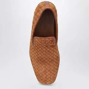 Bottega Veneta Light Intrecciato Suede Palazzo Slippers