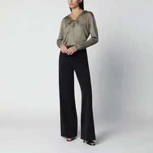 Valentino Garavani Viscose-blend Lace Trim V-neck Sweater - Metal