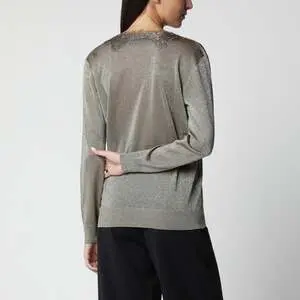 Valentino Garavani Viscose-blend Lace Trim V-neck Sweater - Metal