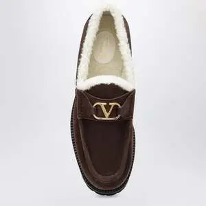 Valentino Garavani Vlogo Suede Shearling Loafers