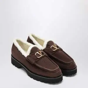 Valentino Garavani Vlogo Suede Shearling Loafers