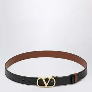 Valentino Garavani Reversible Vlogo Signature Belt In / Caramel - Black