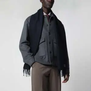 Valentino Garavani Navy Scarf With Vlogo Embroidery