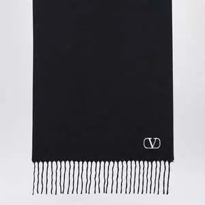 Valentino Garavani Navy Scarf With Vlogo Embroidery