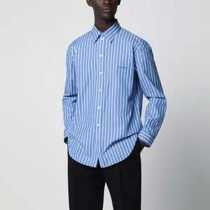 Balenciaga Striped Cotton Shirt - Light Blue