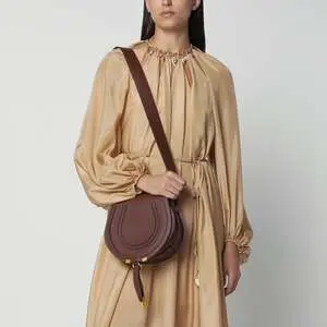Chloé Marcie Saddle Bag In Grained Leather - Brown