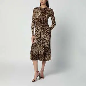 Dolce & Gabbana Leopard Print Viscose Jersey Dress