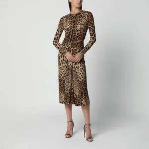 Dolce & Gabbana Leopard Print Viscose Jersey Dress