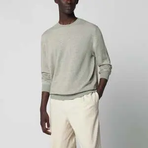 Loro Piana Cream Mélange Cashmere And Silk Sweater - Green