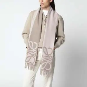 Loewe Anagram Jacquard Scarf In Pink / Wool And Cashmere