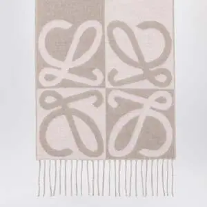 Loewe Anagram Jacquard Scarf In Pink / Wool And Cashmere