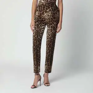 Dolce & Gabbana Leopard-print Stretch Wool Canvas Pants