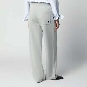 AMI Paris Heather Cotton Jogger Pants With De Coeur Embroidery - Grey