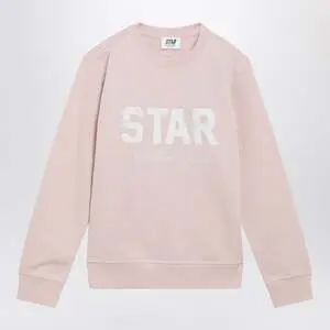 GOLDEN GOOSE Light Cotton Sweatshirt With Logo Print - Pink