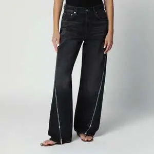 HAIKURE Washed Denim Jeans With Side Zip Detail - Black