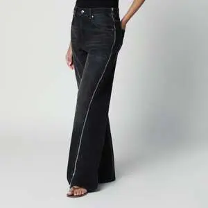 HAIKURE Washed Denim Jeans With Side Zip Detail - Black