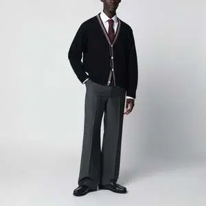Thom Browne Navy Hector Wool And Mohair Cardigan