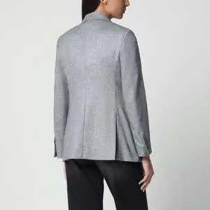Max Mara Double-breasted Silk And Cashmere Blazer - Grey