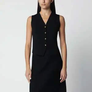 Max Mara Viscose Crepe Yarn Gilet - Black
