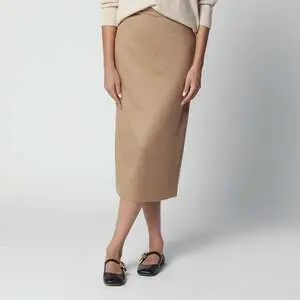 Max Mara Camel Brushed Midi Pencil Skirt