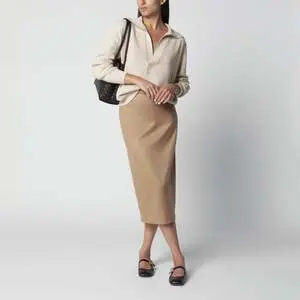 Max Mara Camel Brushed Midi Pencil Skirt