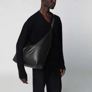 Rick Owens Gemini Bag In Grained Calf Leather - Black