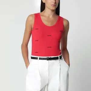 Loewe Ribbed Cotton Tank Top With Logo Embroidery - Red