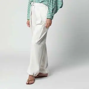 Loewe Ivory Cotton And Silk Gabardine Cargo Trousers