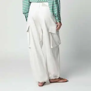 Loewe Ivory Cotton And Silk Gabardine Cargo Trousers