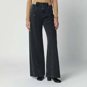 MAISON MARGIELA Wide-leg Jeans In Faded Cotton Denim - Black