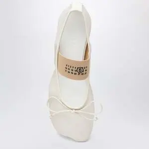 MAISON MARGIELA Numeric Anatomic Ballet Flats In White Sand Nylon And Leather