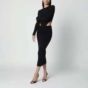Andamane Midi Dress With Waist Cut-out Detail - Black