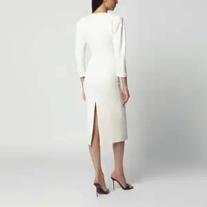 Andamane Milk Midi Dress With Rounded Shoulders