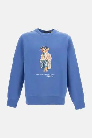 Polo Ralph Lauren Crewneck Sweatshirt With Iconic Polo Bear Print - Azzurro