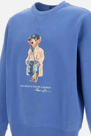 Polo Ralph Lauren Crewneck Sweatshirt With Iconic Polo Bear Print - Azzurro