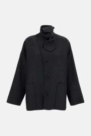 Plan C Wool Jacket With Scarf Collar