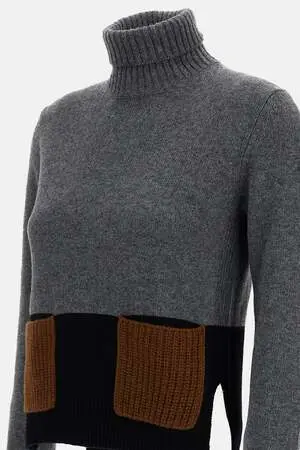 Plan C Two-tone Turtleneck Sweater With Contrast Pockets - Multicolore