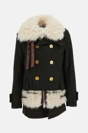Sacai Melton Wool Coat - Green