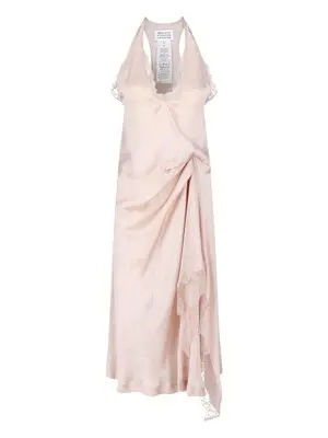 MAISON MARGIELA Midi Dress In Satin And Lace - Pink