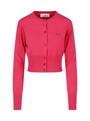 VIVIENNE WESTWOOD Crop Cardigan "orb" Red