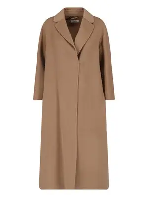 Max Mara Coat In Virgin Wool Drap - Brown