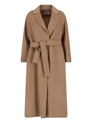Max Mara Coat In Virgin Wool Drap - Brown